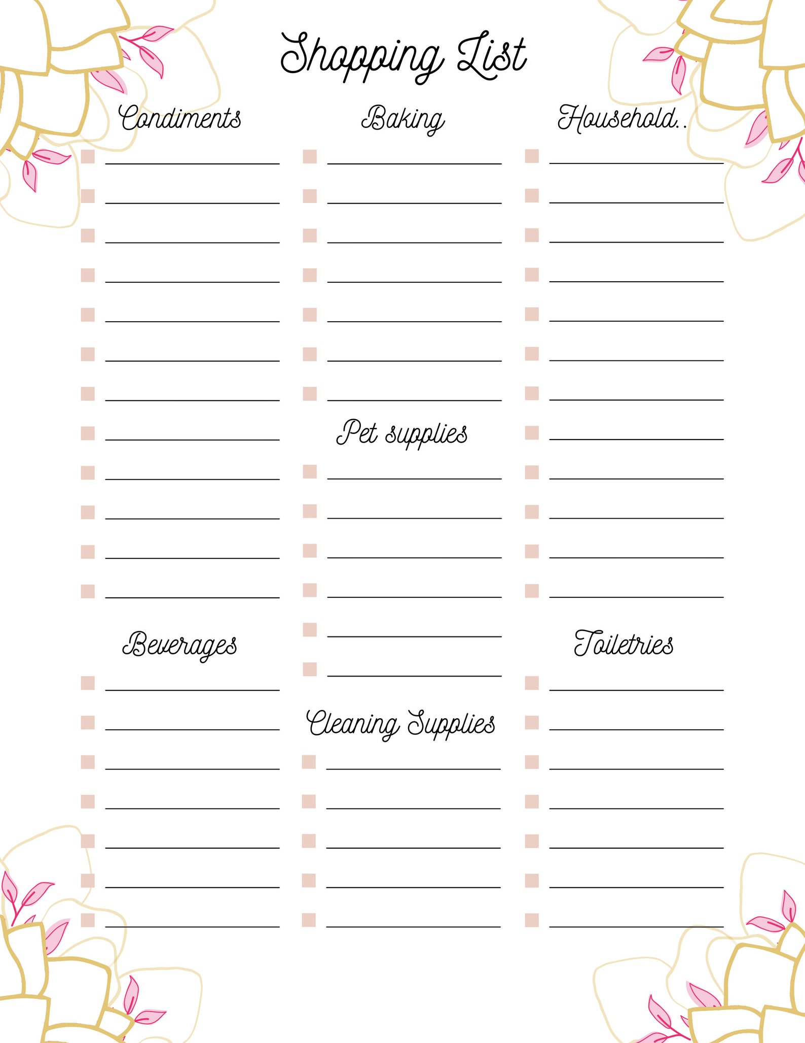 Meal Planner/grocery List , Printable PDF, Weekly Meal Planner, Grocery ...