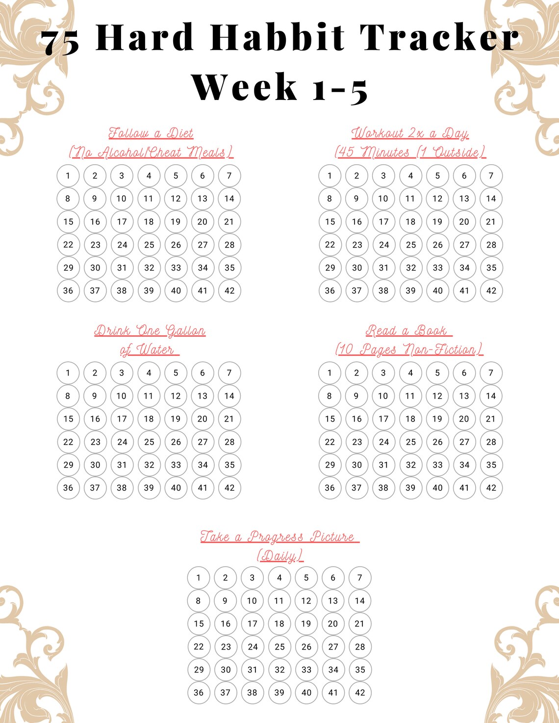 75 Hard Tracker Printable, PDF - Etsy