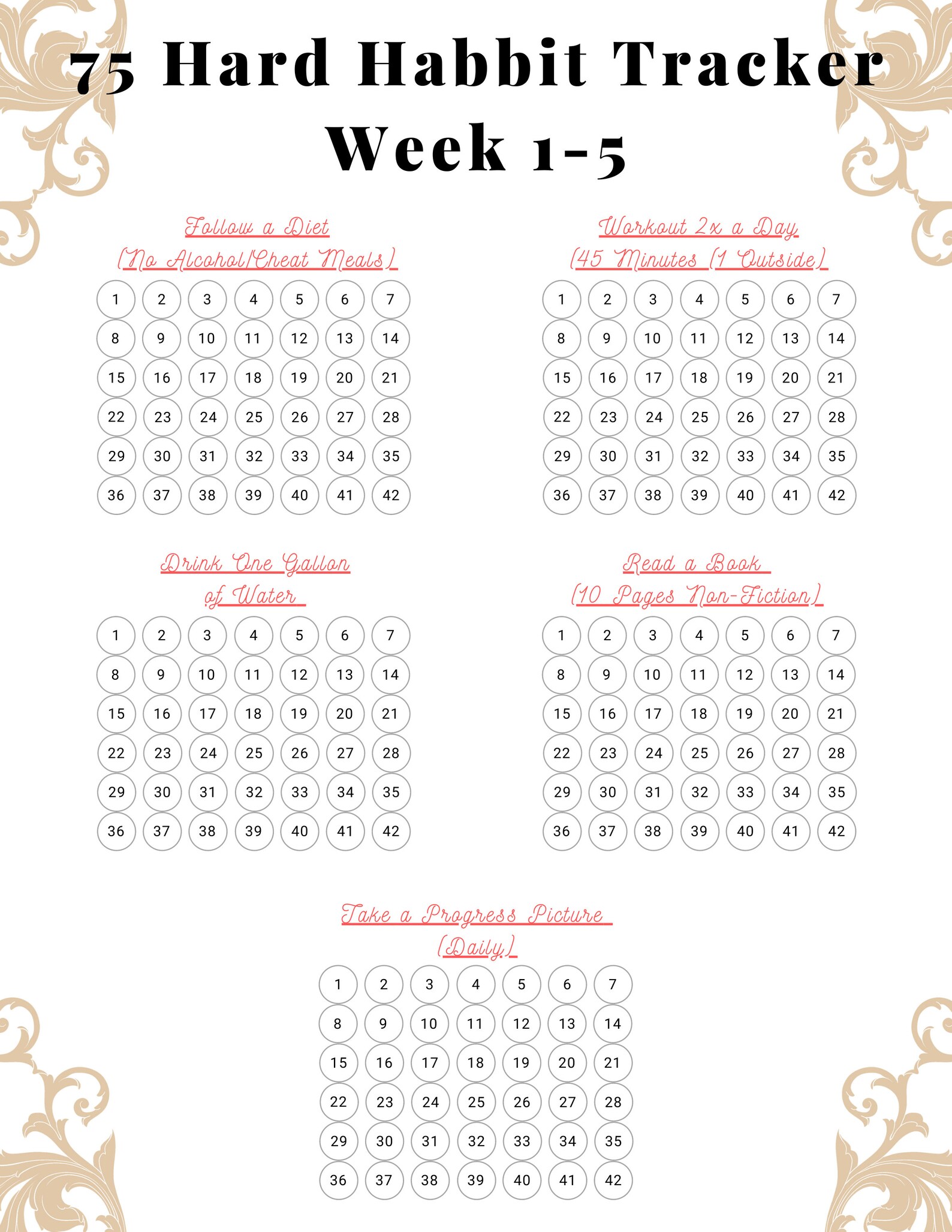 75 Hard Tracker Printable, PDF - Etsy