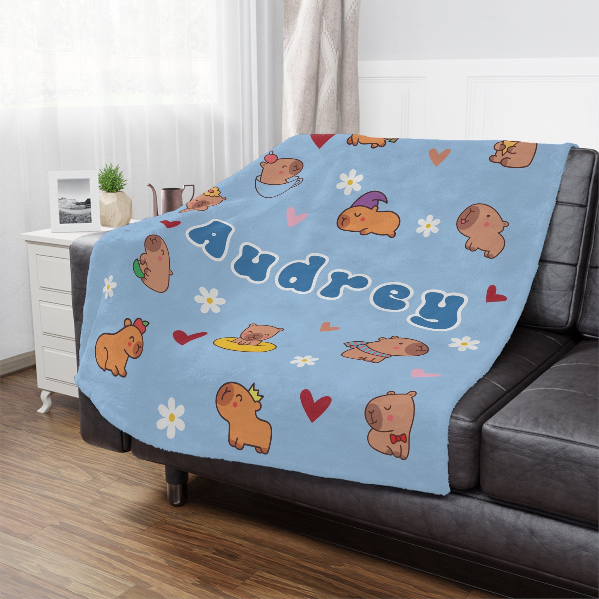 Personalized Capybara Blanket Minky Sherpa Throw Capybara Lovers ...