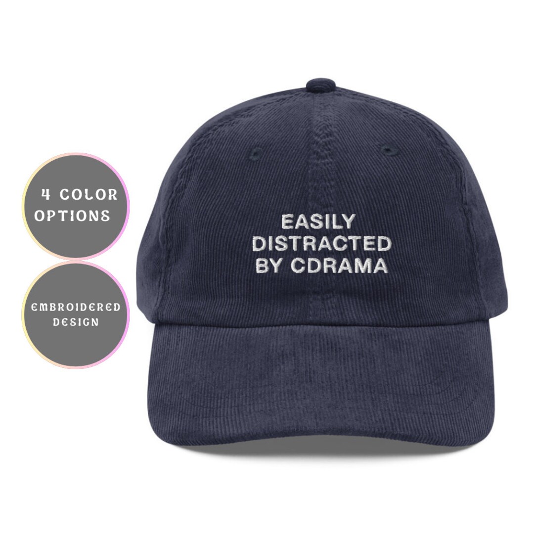 Cdrama Embroidered Hat Corduroy Easily Distracted by Chinese Drama Cap ...