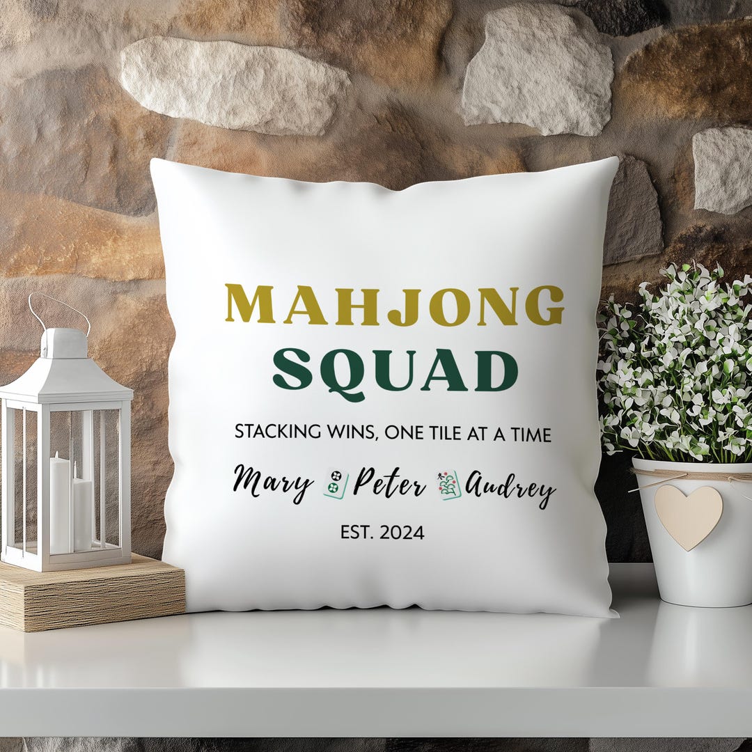 Mahjong Pillow Personalized Mahjong Squad Gift Game Night MAHJ Decor ...