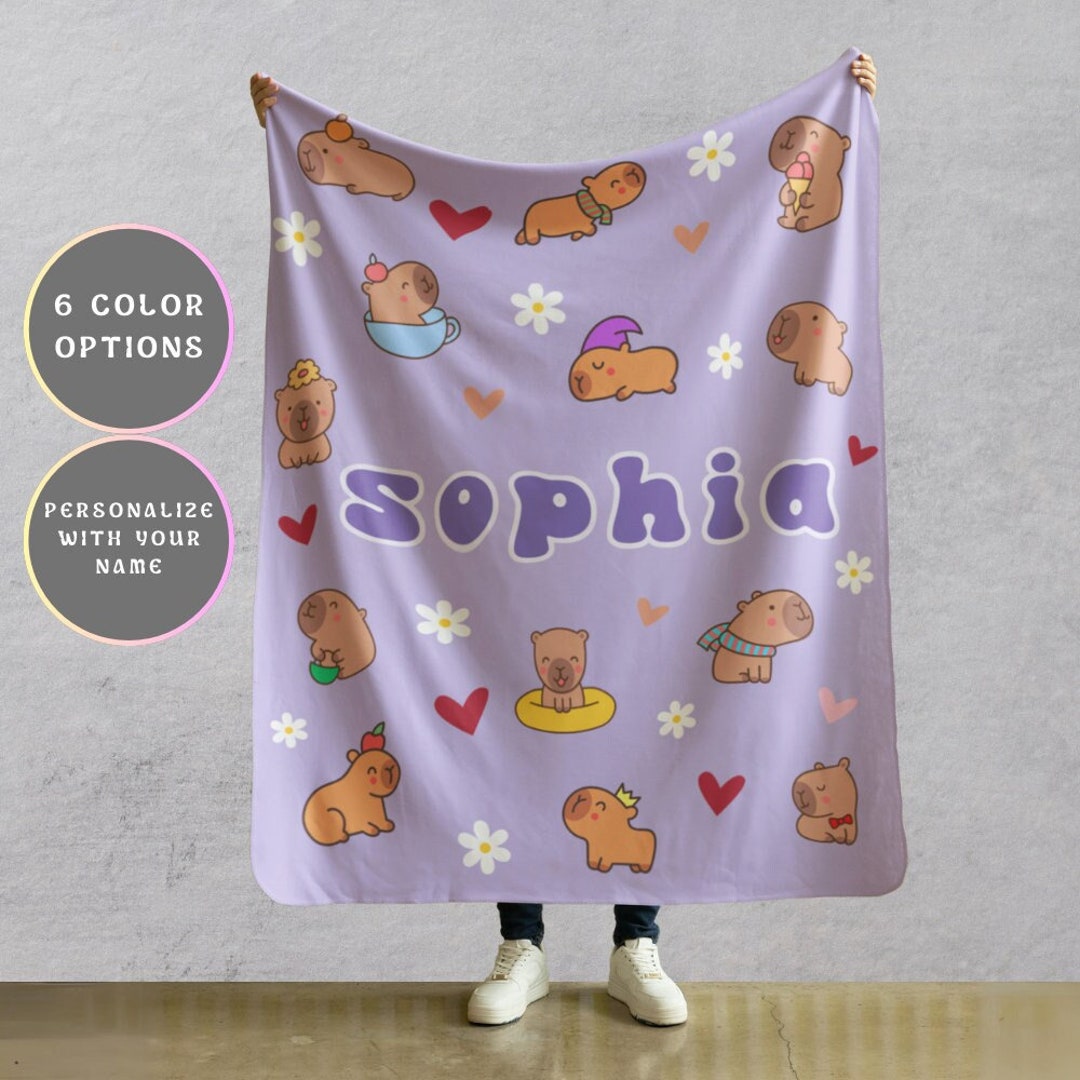 Personalized Capybara Blanket Minky Sherpa Throw Capybara Lovers ...