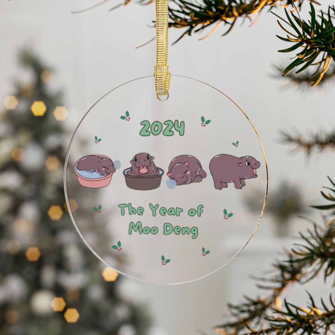 Moo Deng Christmas Ornament Cute Pygmy Hippo Christmas 2024 Xmas ...