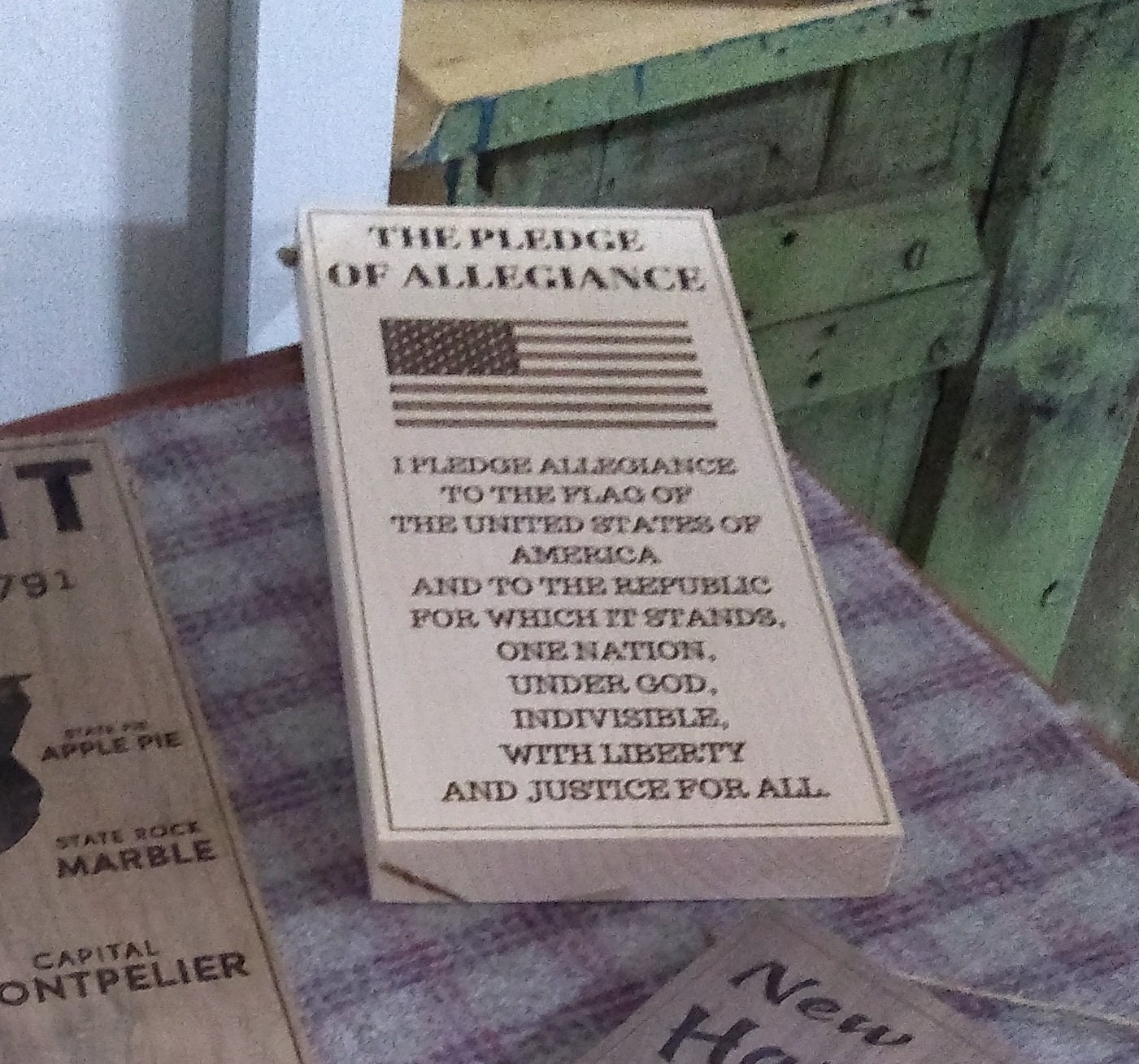 Pledge of Allegiance: Laser Engraved Hand Crafted Hardwood Patriotic ...