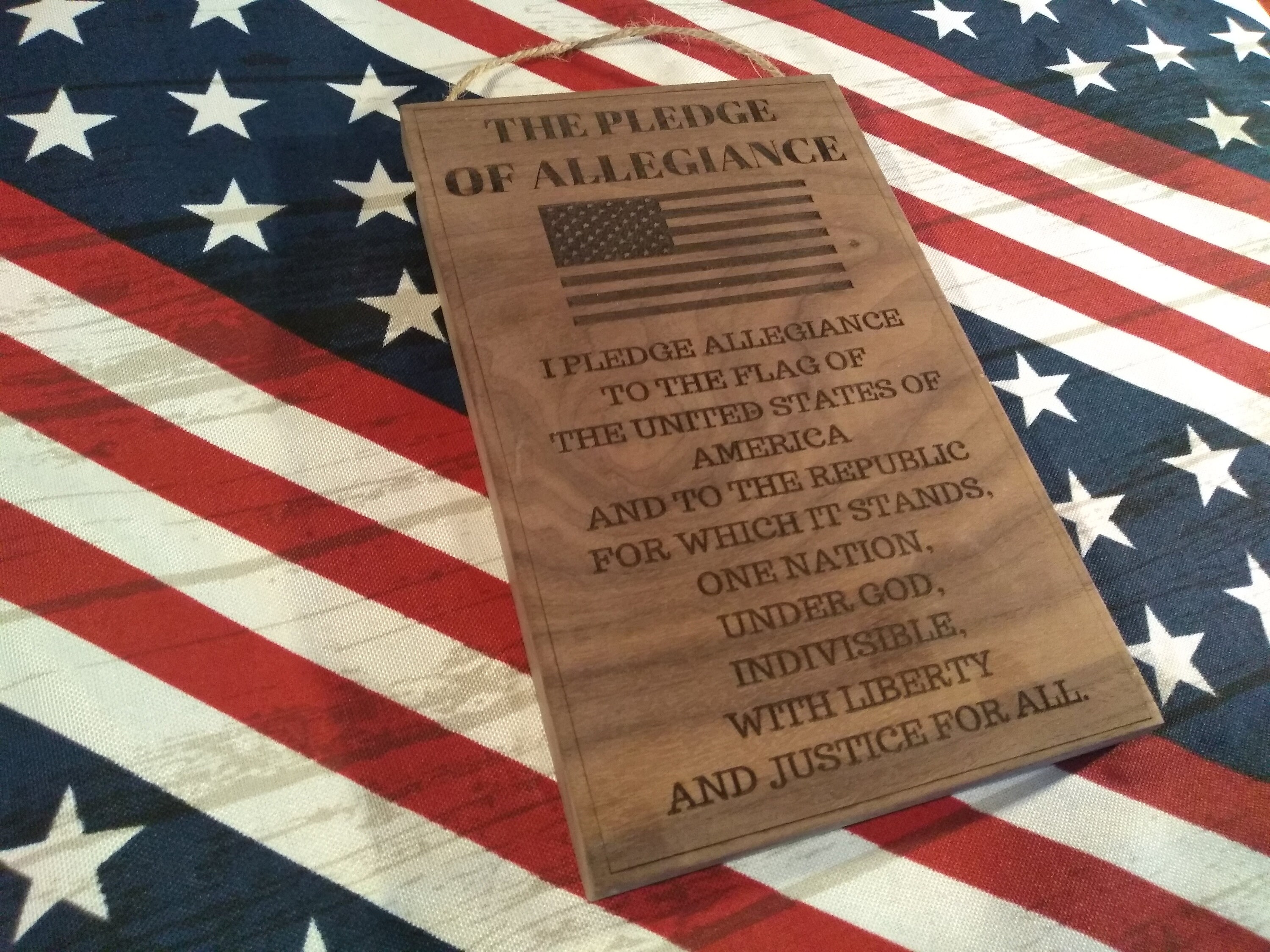 Pledge of Allegiance: Laser Engraved Hand Crafted Hardwood Patriotic ...