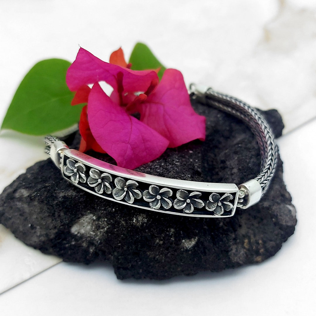 925 Sterling Silver/ Flower Bracelet/ Unique Bracelet. - Etsy