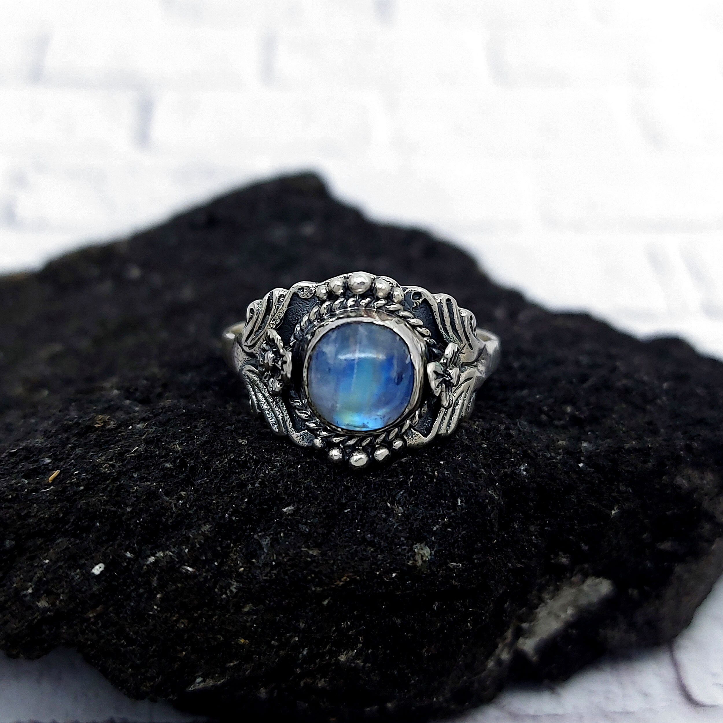 Balinese Sterling Silver Natural Gemstone Ring/silver 925/bali - Etsy