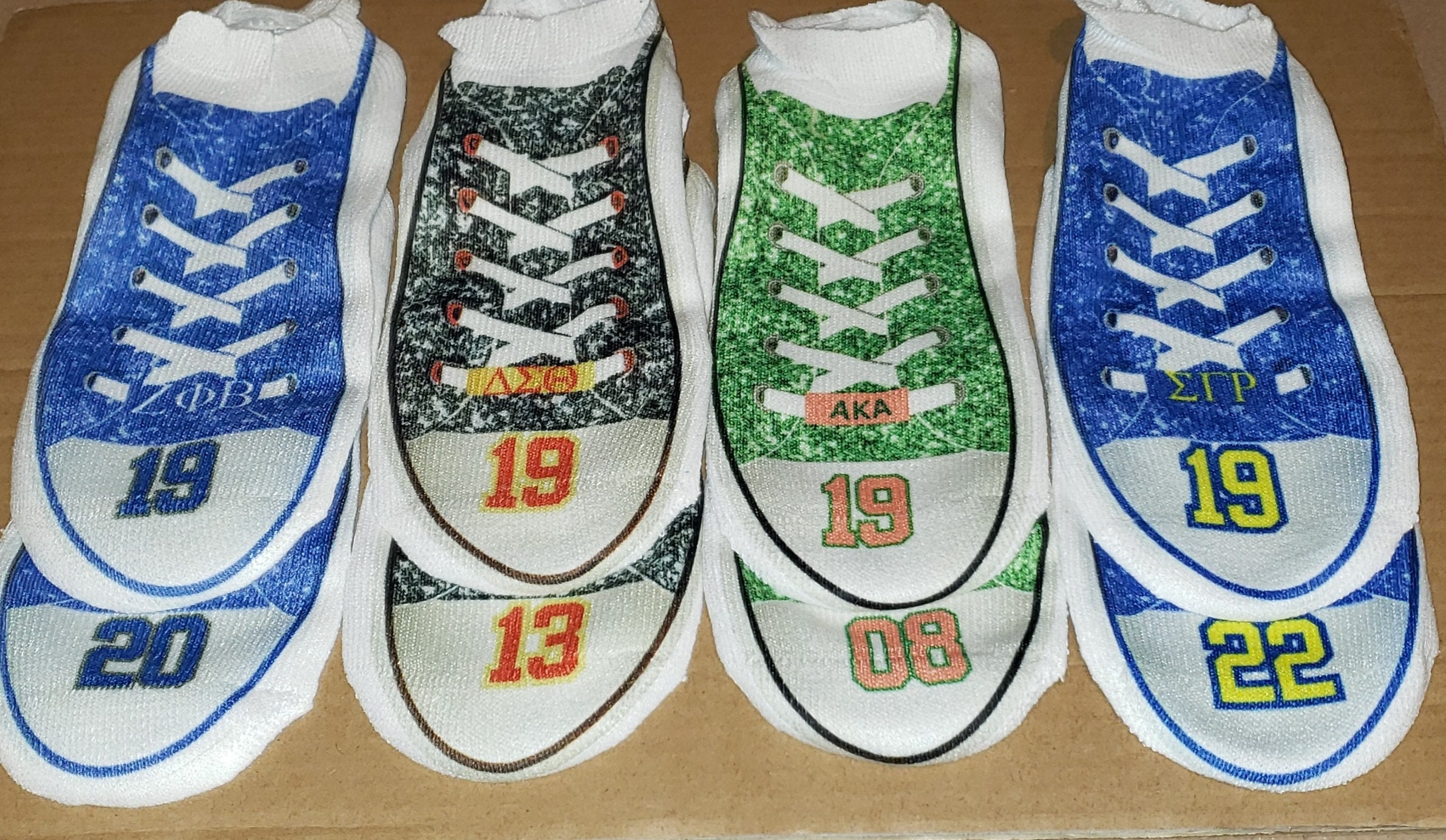 Sorority SHOE SOCKS Alpha Kappa Alpha, Zeta Phi Beta, Sigma Gamma Rho ...