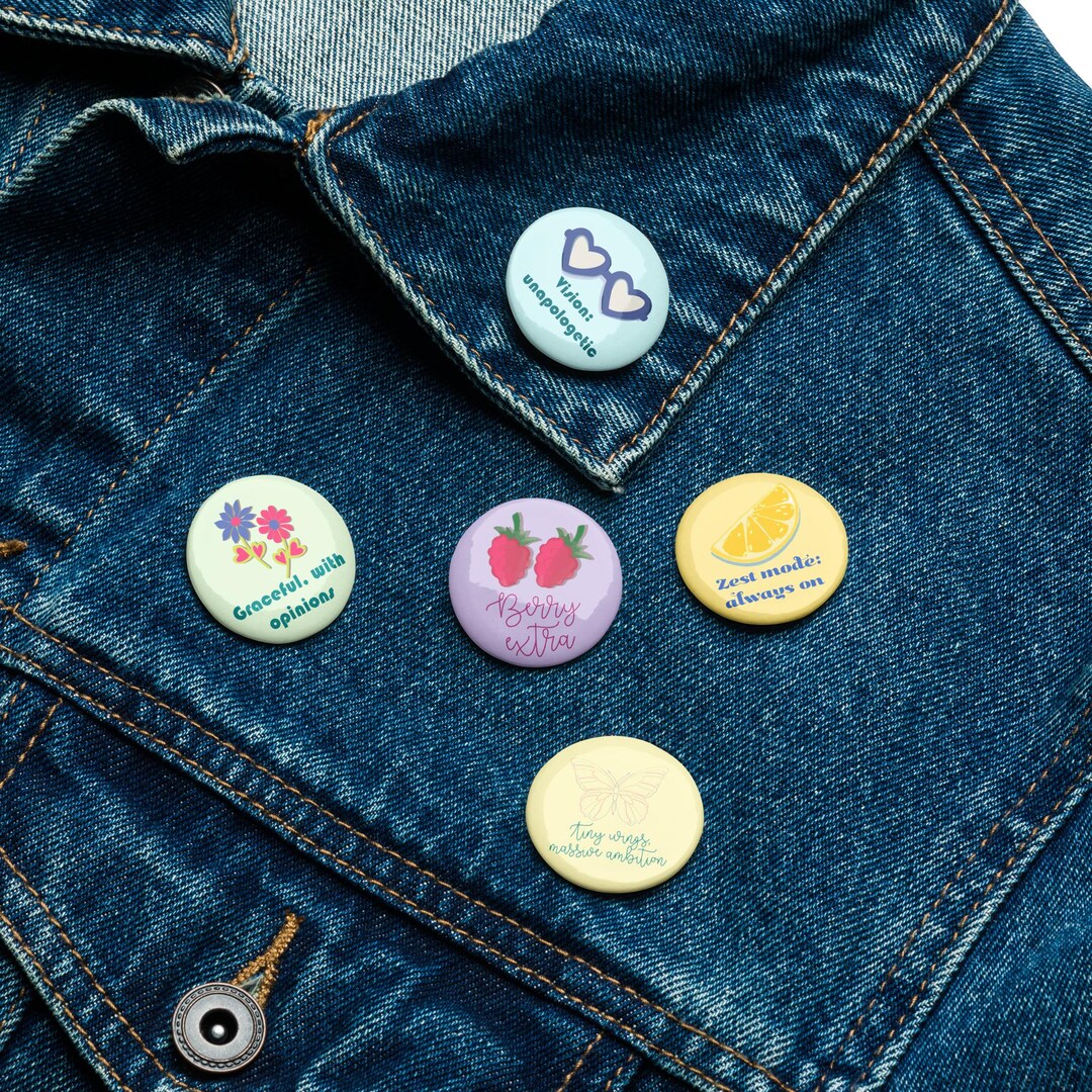 Whimsical Pin Set of 5 – Illustrated Quote Pins – Accessories for Bags ...