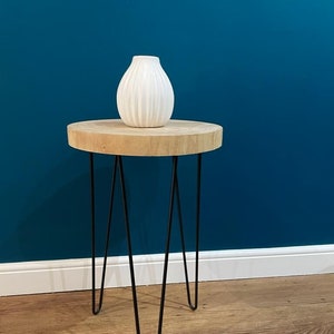 Rustic Round Real Wood Table, Iron Hairpin Legs Environmentally ...