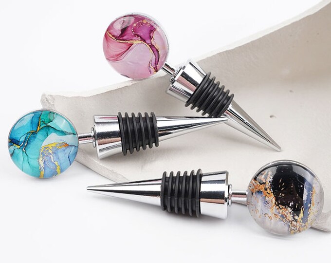 Marble Elegance Meets Modern Art: Epoxy Bottle Stopper. Stand Out From ...