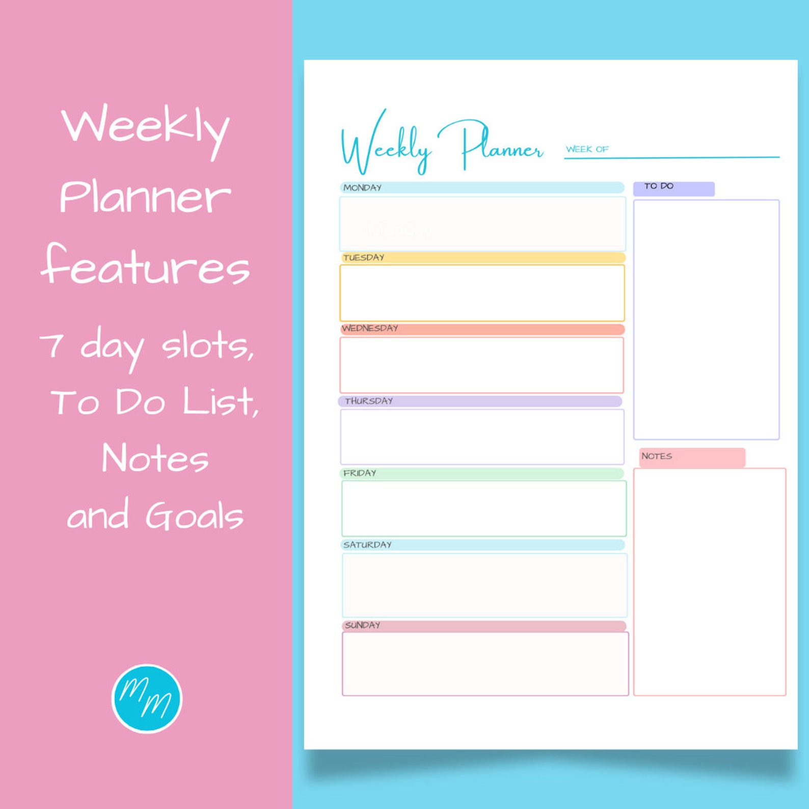 Downloadable Planner - Printable Hourly Planner, Daily Planner, Weekly ...