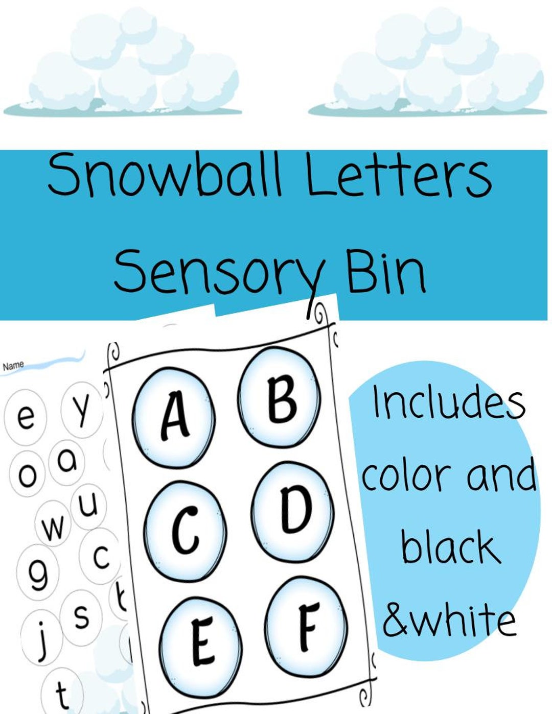 Snowball Letters Sensory Bin Activity - Etsy