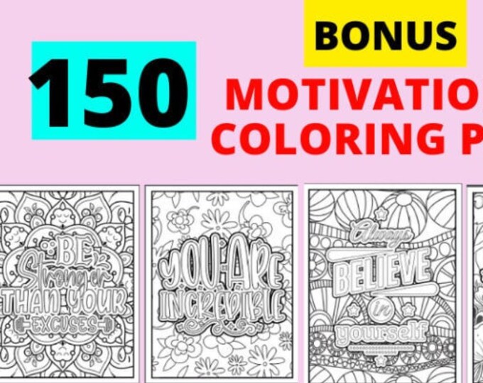 150 Motivational Coloring Pages for Kids and Adults. - Etsy