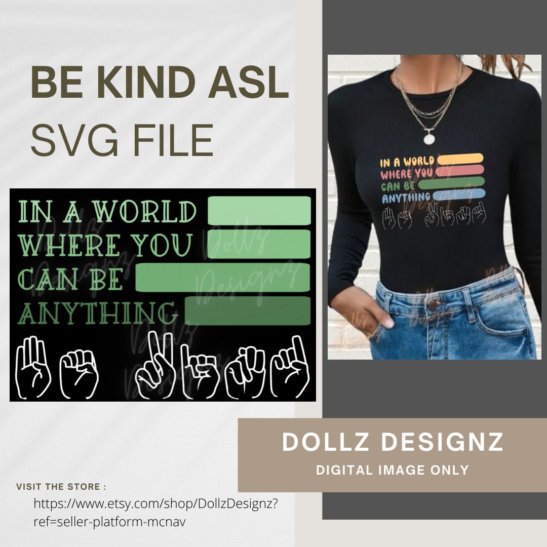 Be Kind ASL SVG - Etsy
