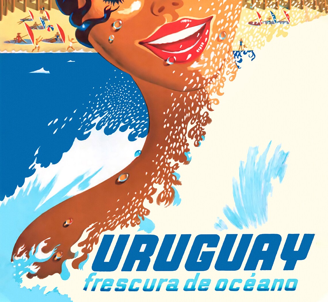 Frescura De Oceano Uruguay Vintage Travel Poster Extra Large - Etsy
