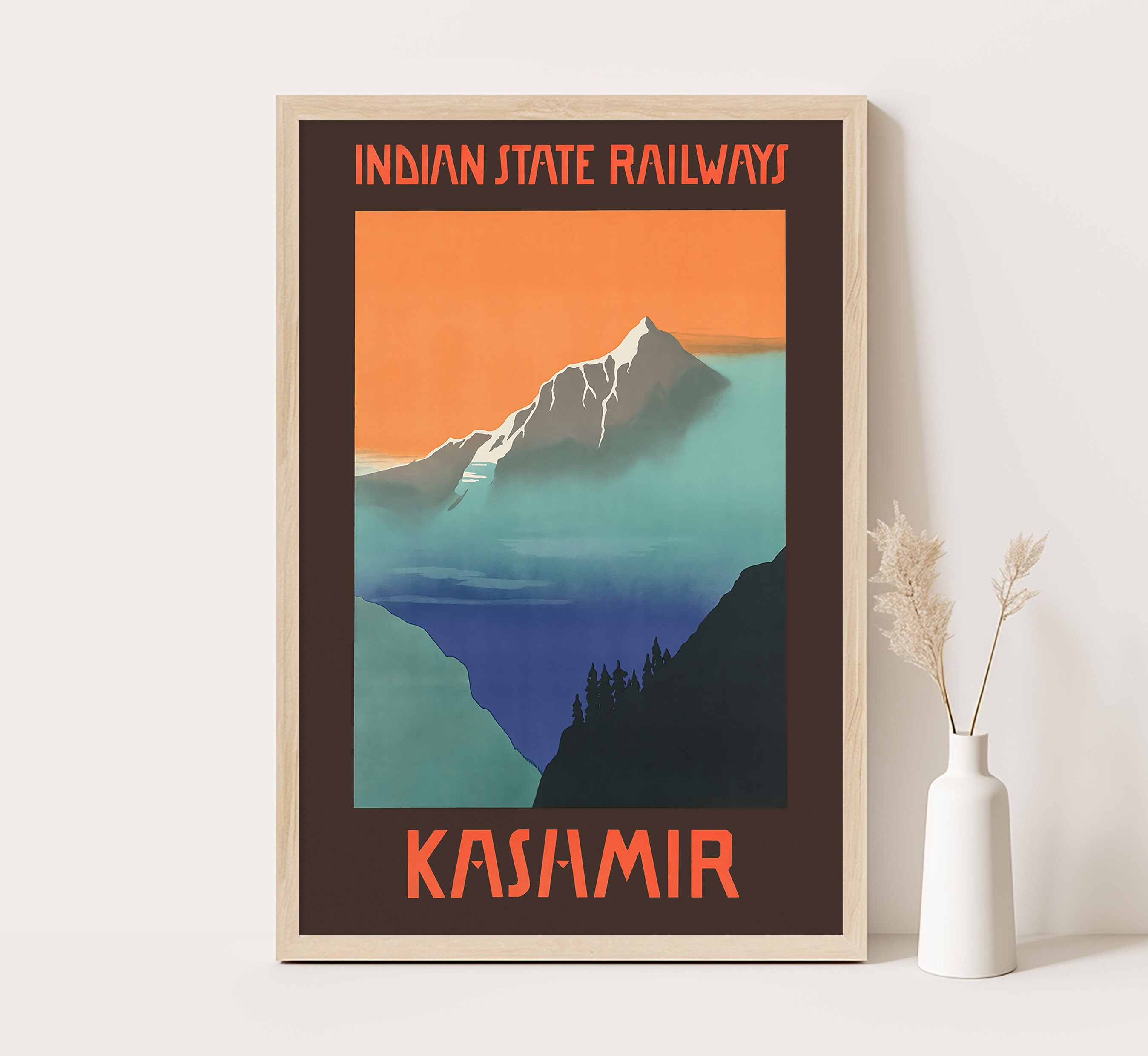 Kashmir Indian State Railways India Vintage Poster | India Travel Wall ...