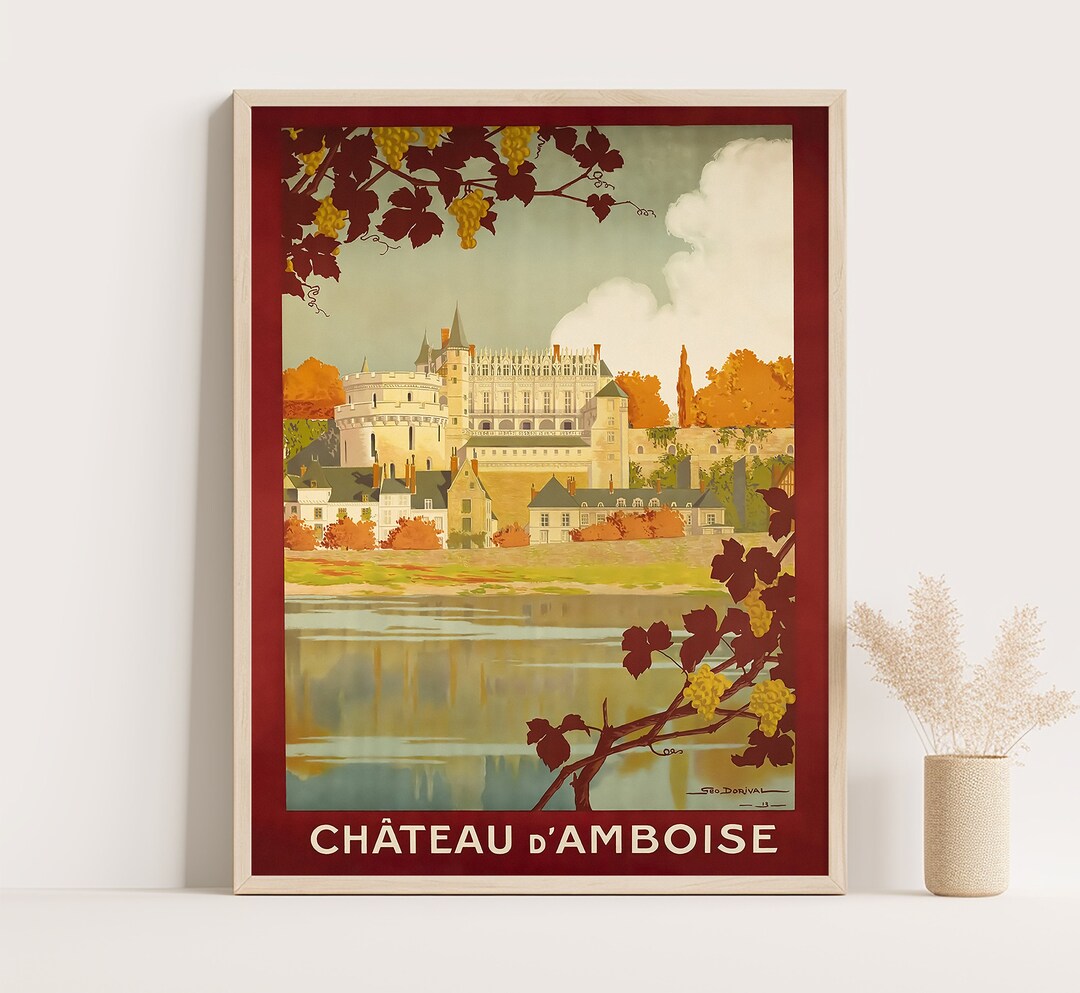 Chateau D'amboise Vintage Travel Poster: France Wall Art - Etsy