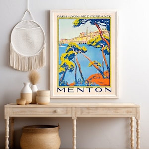 PML Menton Poster by Roger Broders | France Vintage Travel Poster ...