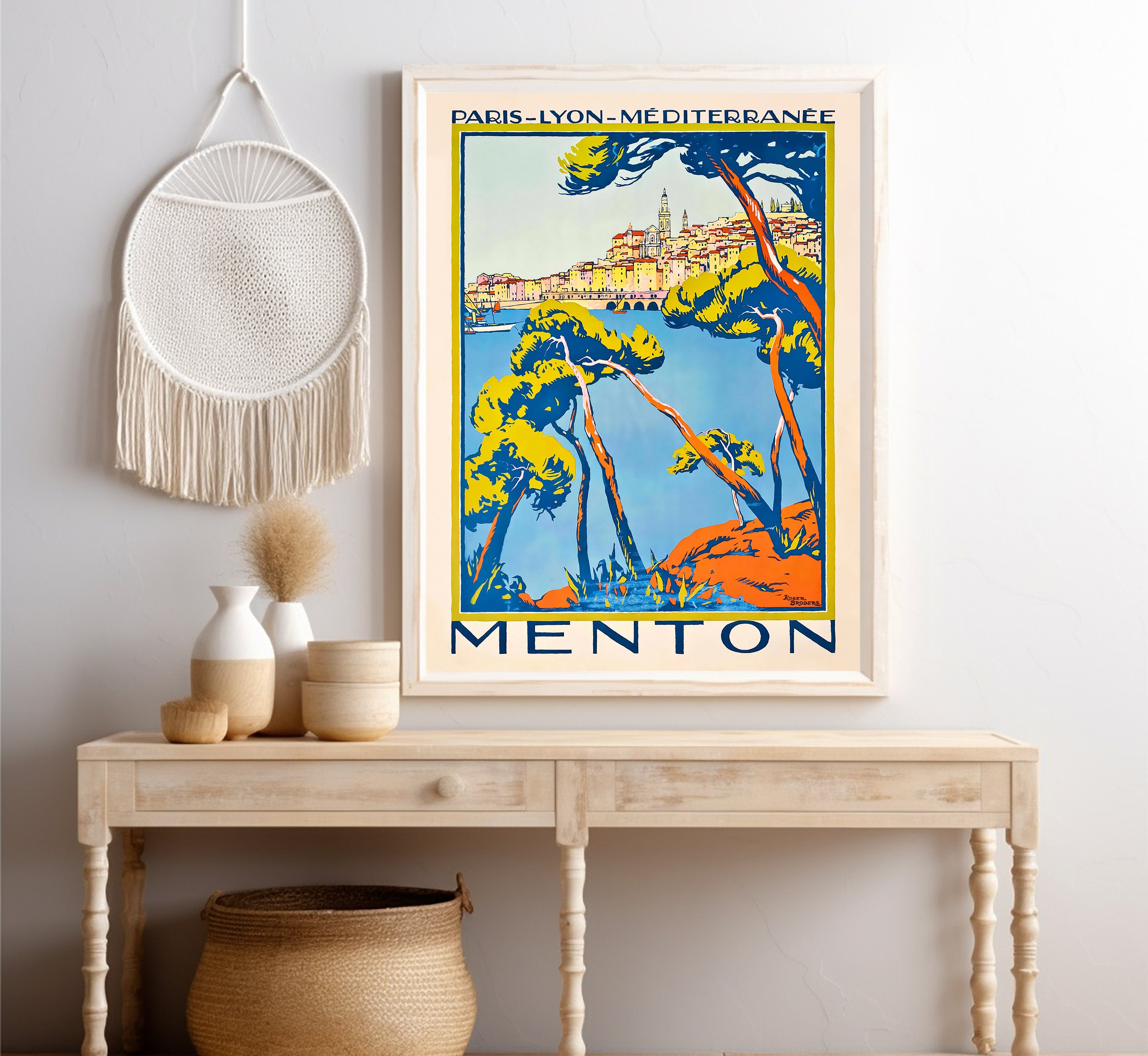 PML Menton Poster by Roger Broders France Vintage Travel - Etsy