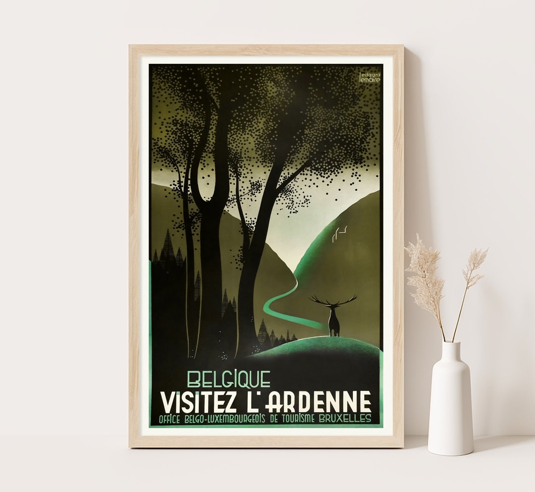 Ardenne Belgium Vintage Travel Poster: Edgar Lemaire Art Print - Etsy