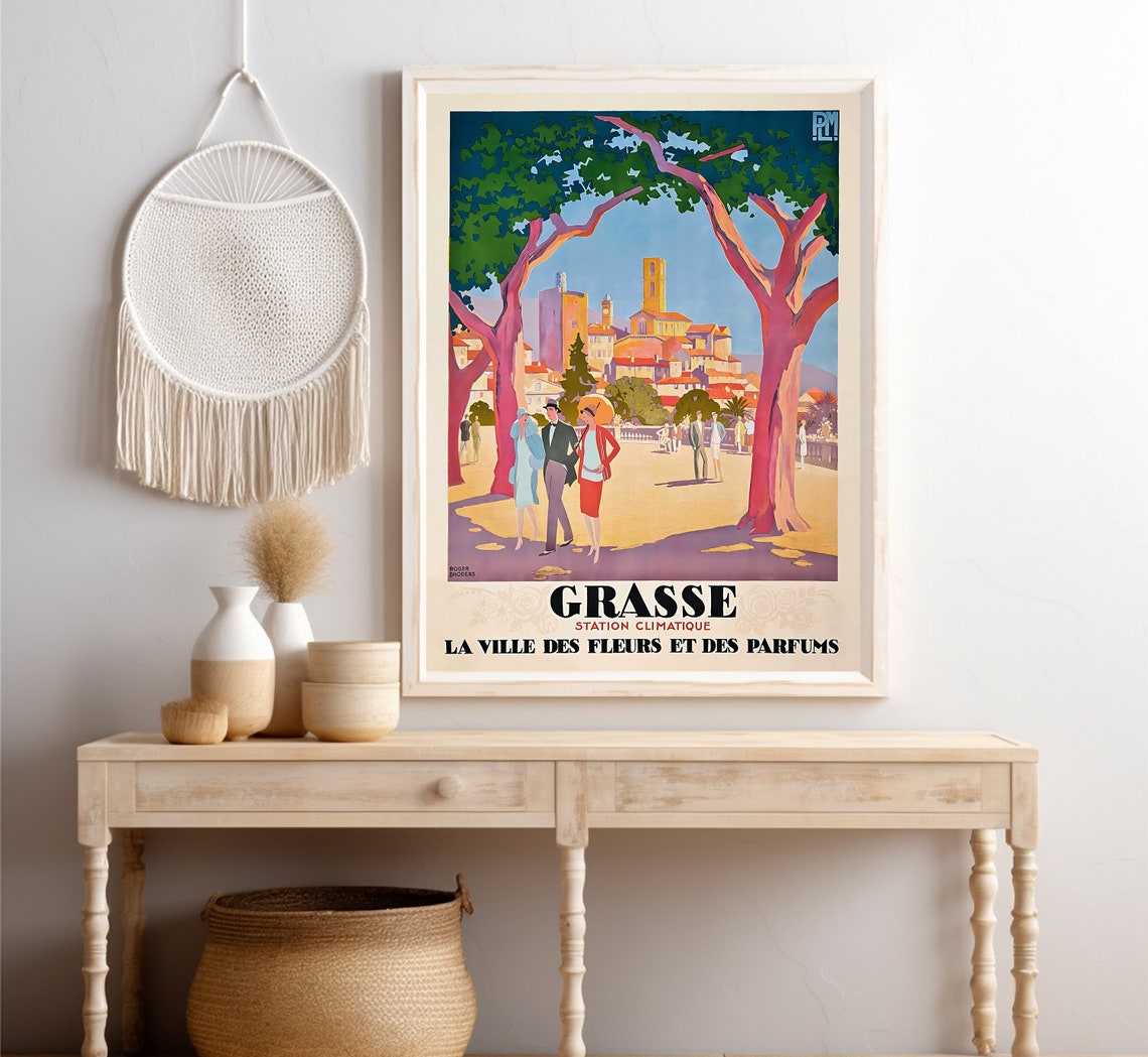 Grasse French Riviera Vintage Travel Poster: Roger Broders Art Print - Etsy