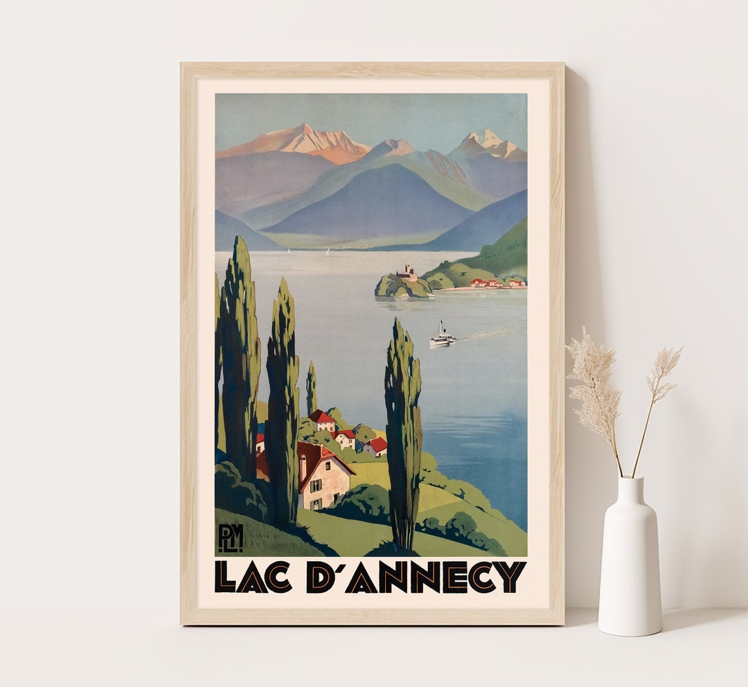 Lake Annecy Poster | Lac D Annecy France Vintage Travel Poster | Extra ...