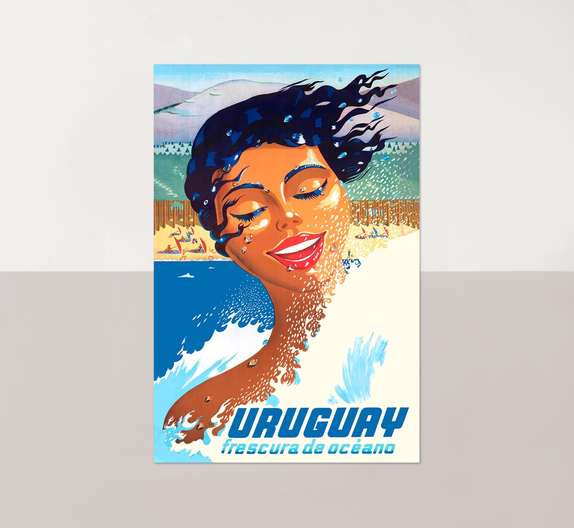 Frescura De Oceano Uruguay Vintage Travel Poster Extra Large - Etsy