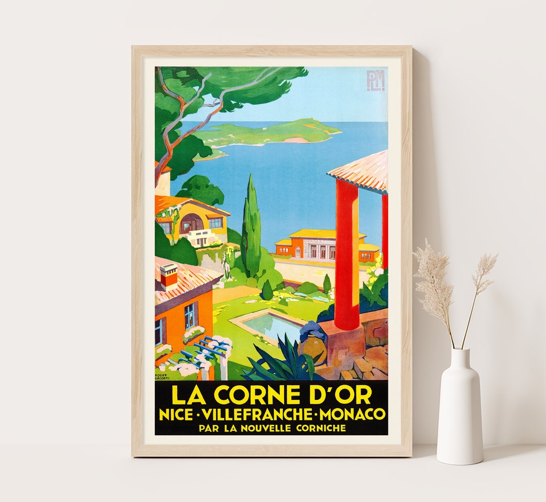 French Riviera Poster | Monaco, Villefranche Sur Mer Vintage Travel ...