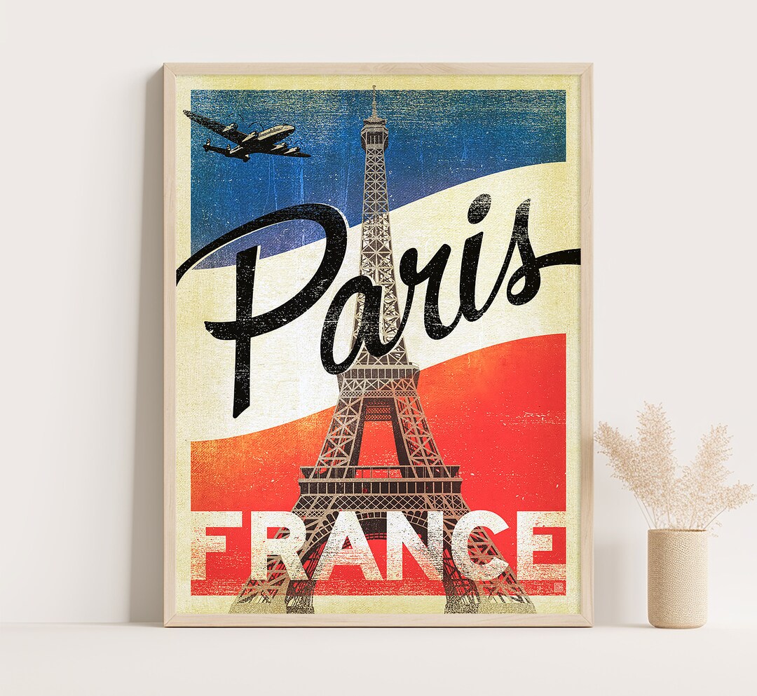 Retro Paris Travel Poster: Vintage France Wall Art - Etsy
