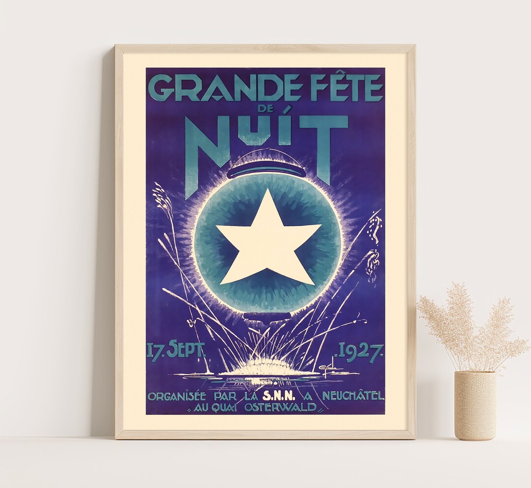 Extremely Rare Night Festival Neuchatel Vintage Poster | Swiss Travel ...