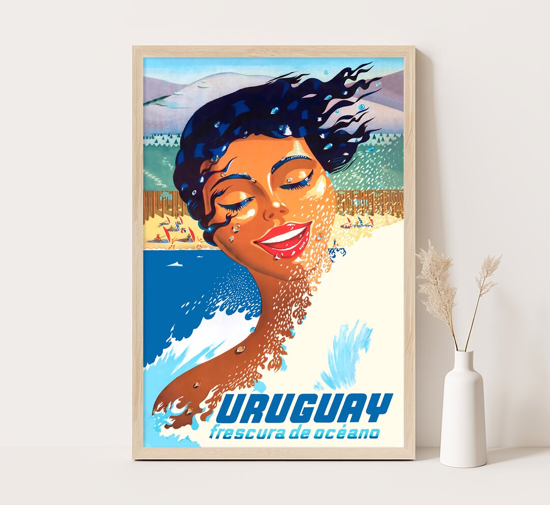 Frescura De Oceano Uruguay Vintage Travel Poster | South America Travel ...