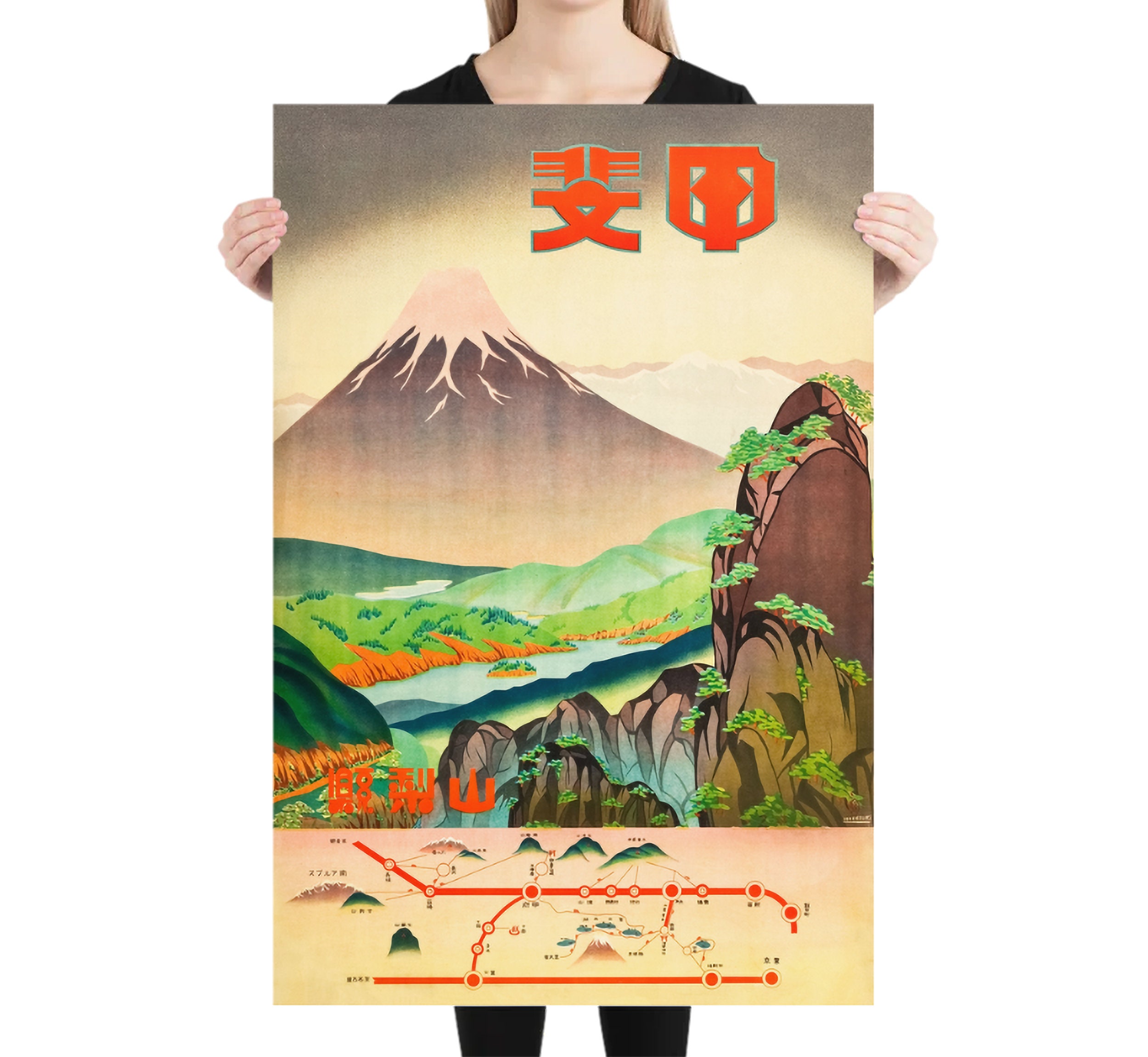 Japanese Railways Vintage Poster, Extra Large Wall Art, Japan Travel ...