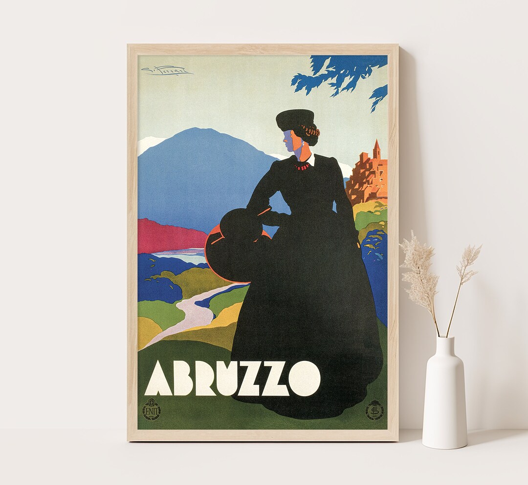 Abruzzo, Italy Vintage Poster, Extra Large Wall Art, Italy Travel Wall ...