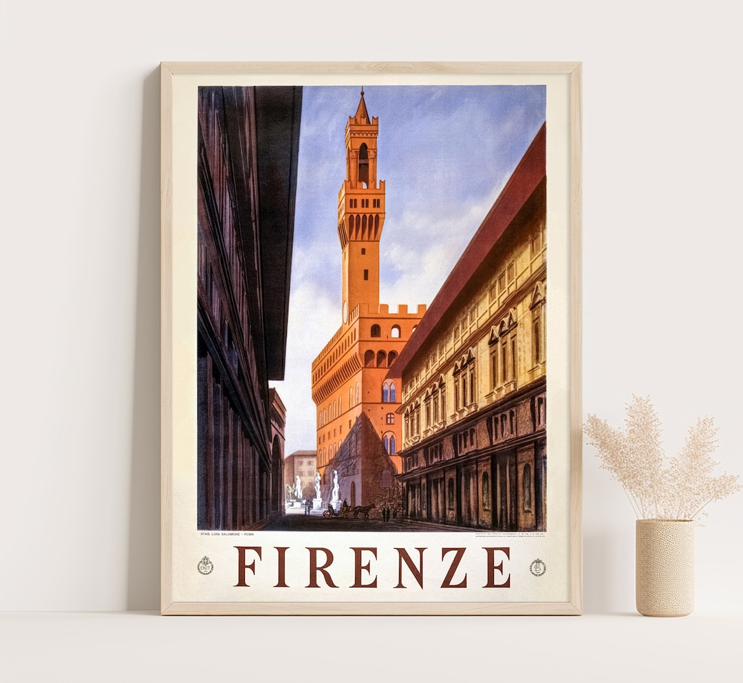 Florence Poster, Palazzo Vecchio Print, 1920s Uffizi View, Renaissance ...