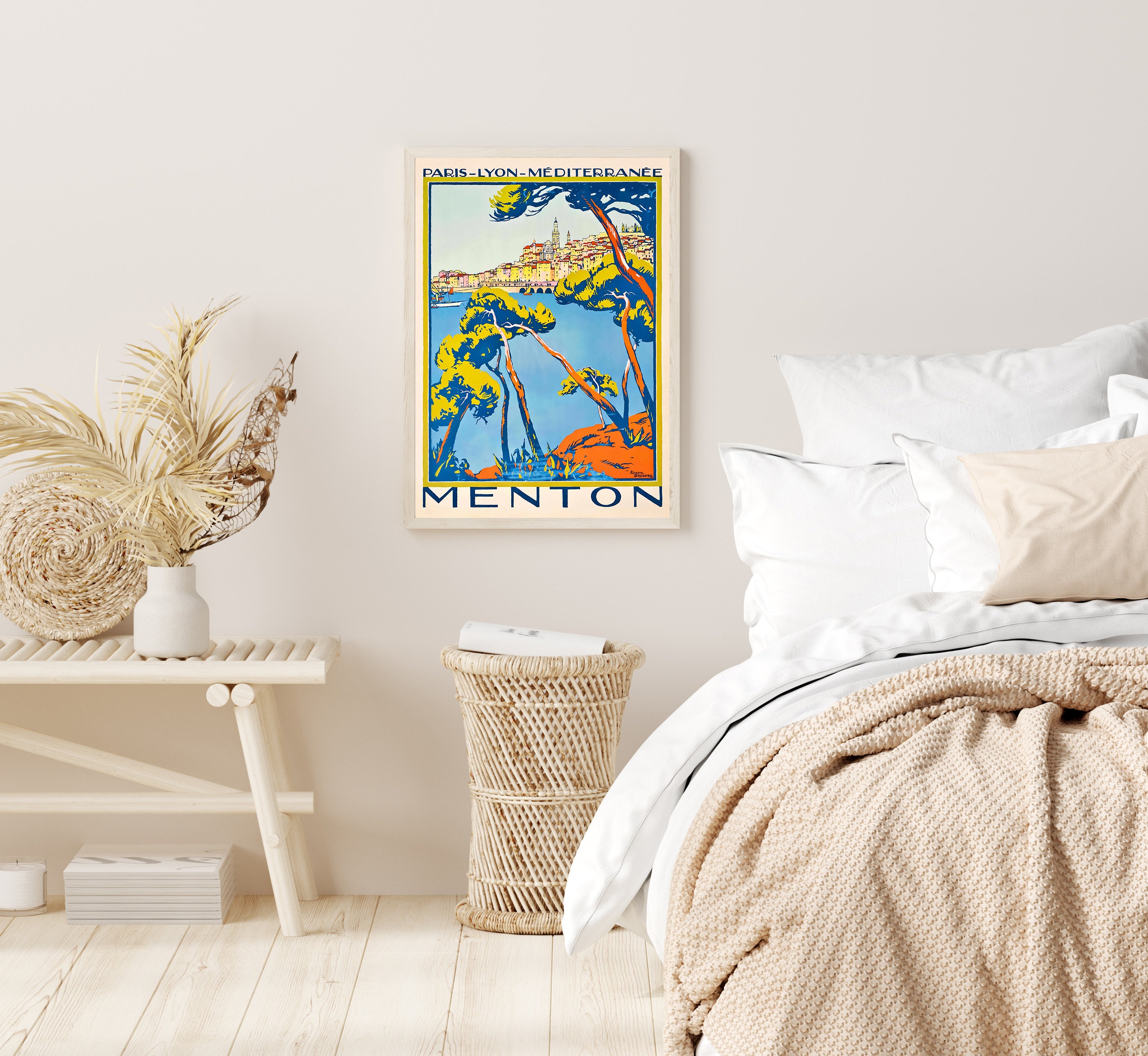 PML Menton Poster by Roger Broders France Vintage Travel - Etsy