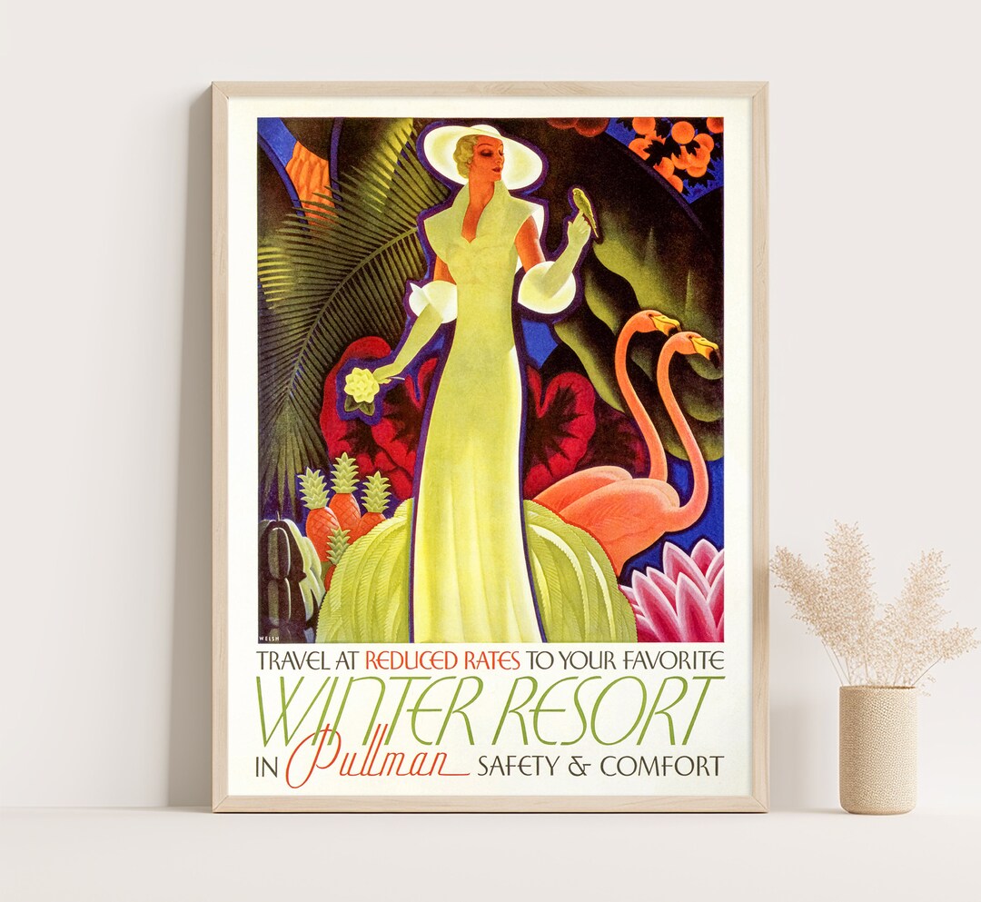 Winter Resort Pullman Travel Poster: Vintage USA Wall Art - Etsy