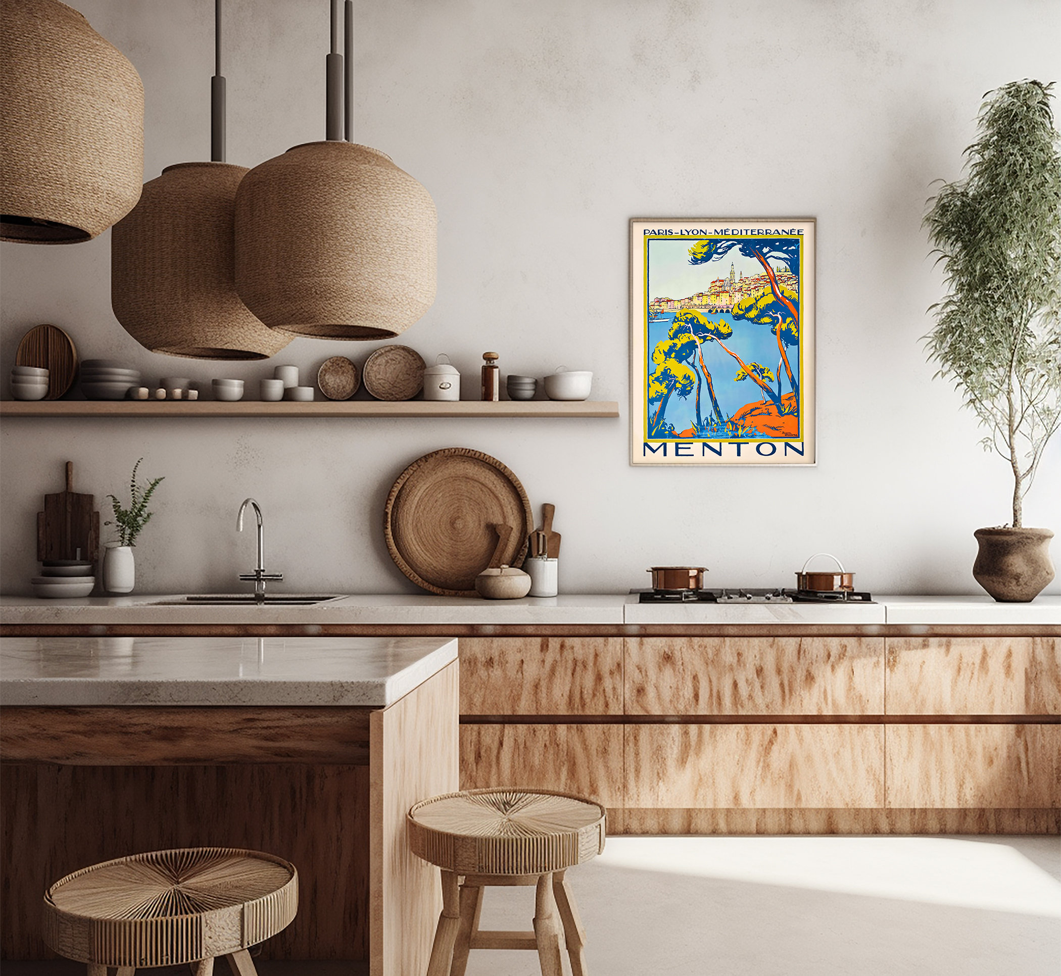 PML Menton Poster by Roger Broders France Vintage Travel - Etsy