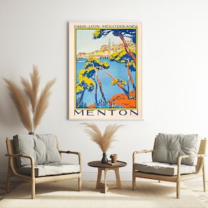 PML Menton Poster by Roger Broders | France Vintage Travel Poster ...