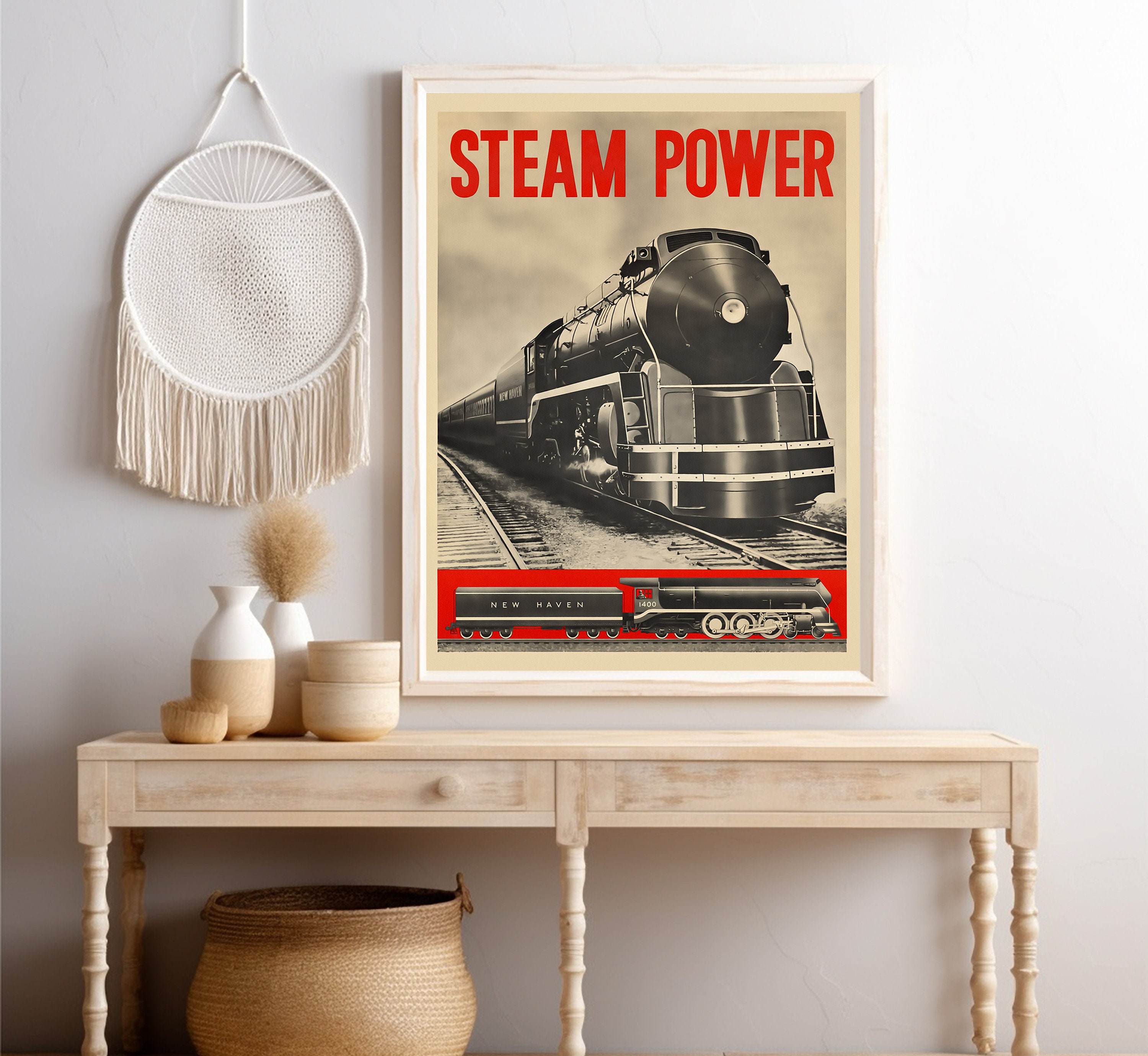 Steam Power Locomotive Poster: Vintage New Haven Railroad Travel Art - Etsy
