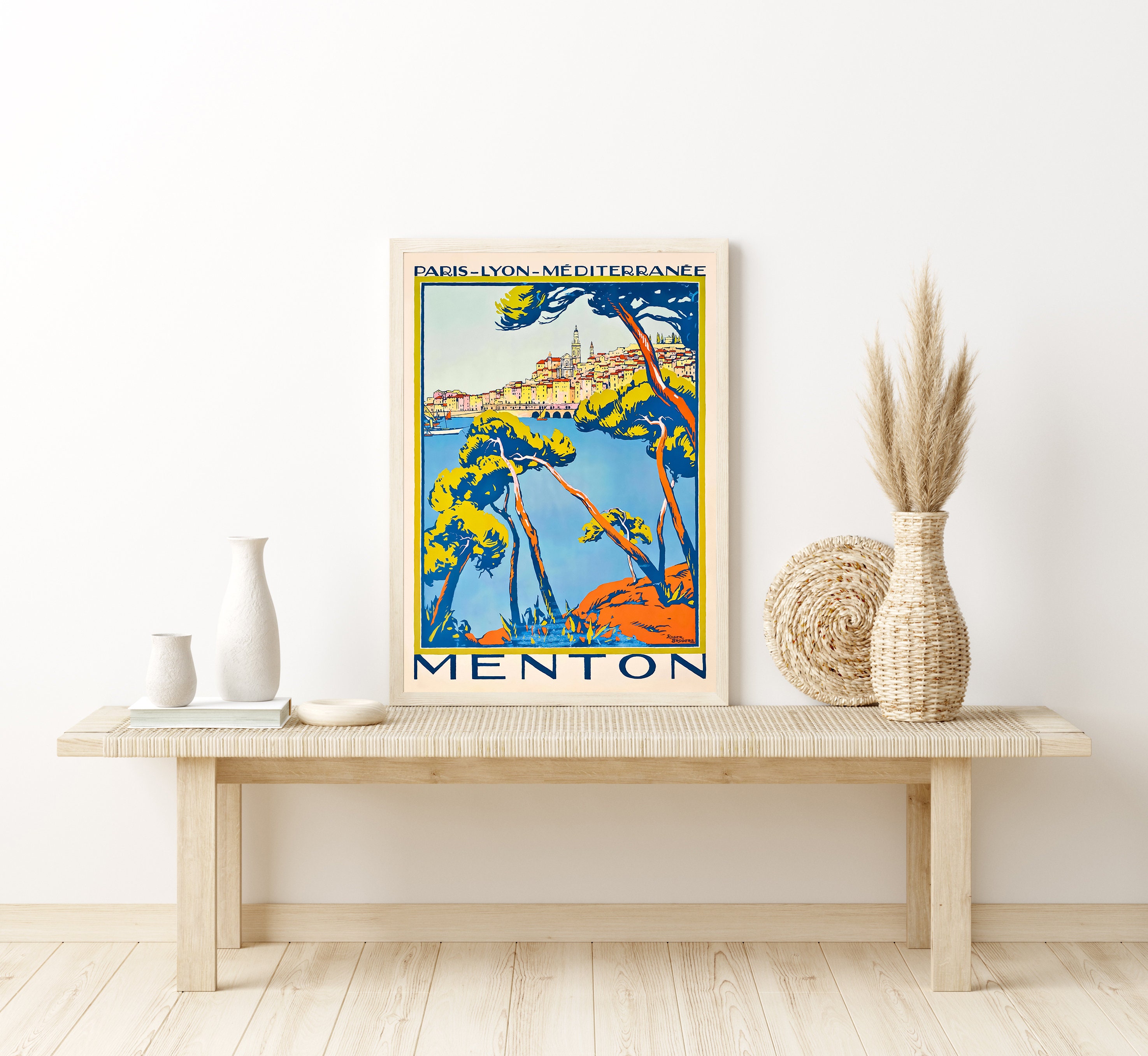 PML Menton Poster by Roger Broders France Vintage Travel - Etsy