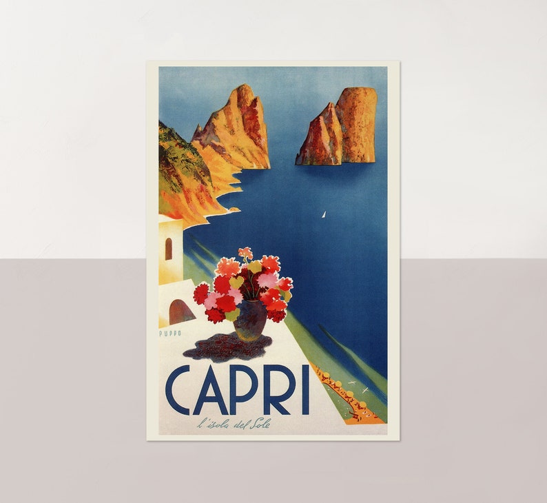 Capri Italy Vintage Travel Poster Extra Large Wall Art - Etsy
