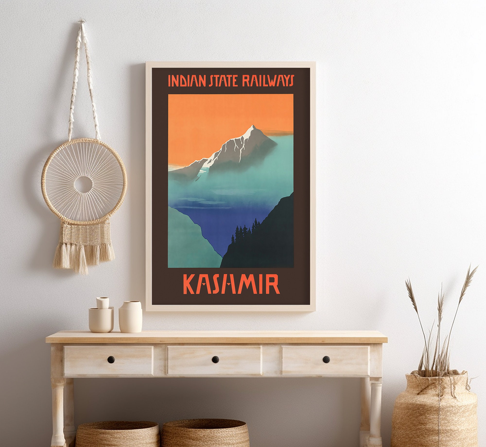 Kashmir Indian State Railways India Vintage Poster | India Travel Wall ...