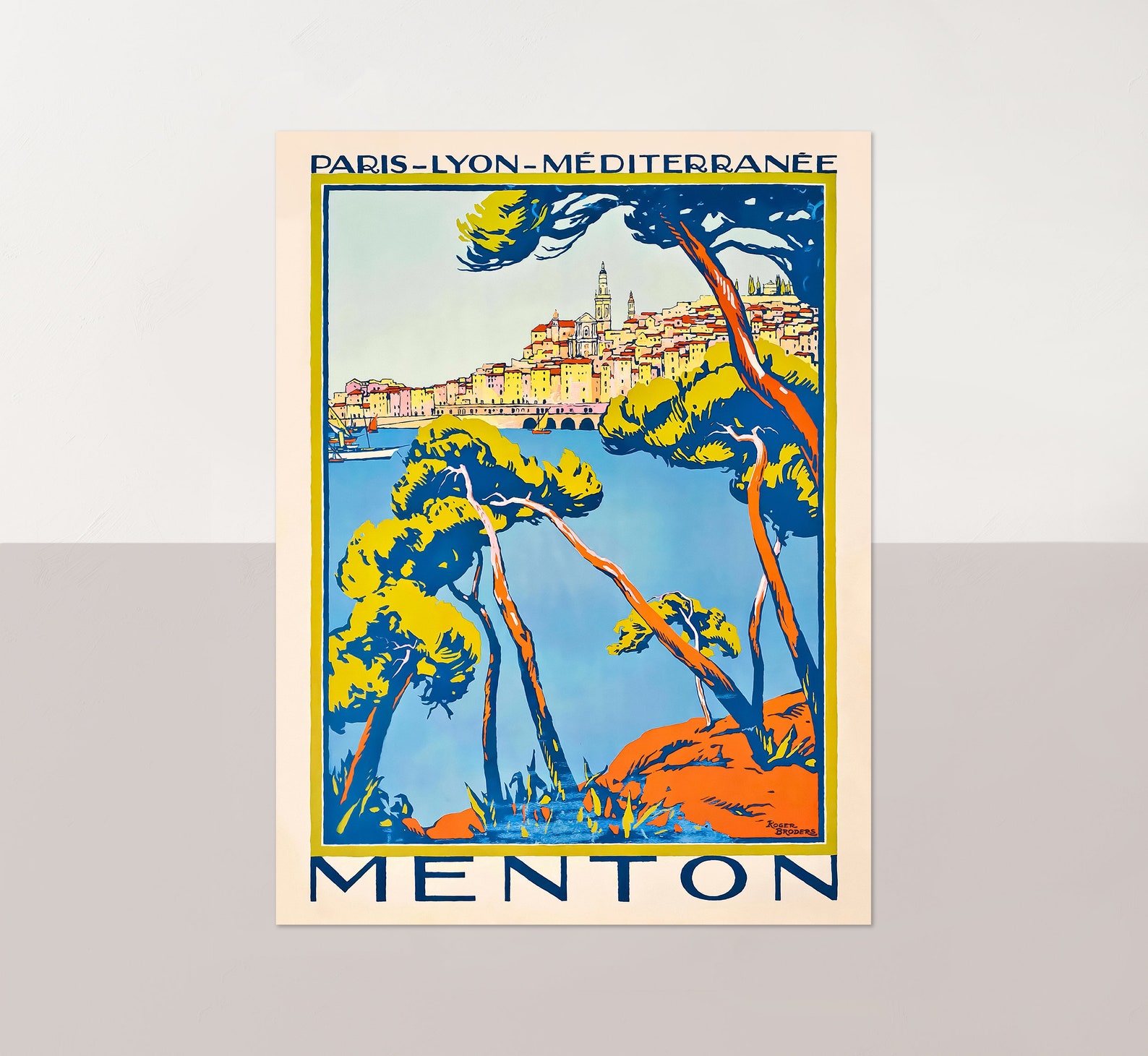 PML Menton Poster by Roger Broders France Vintage Travel - Etsy