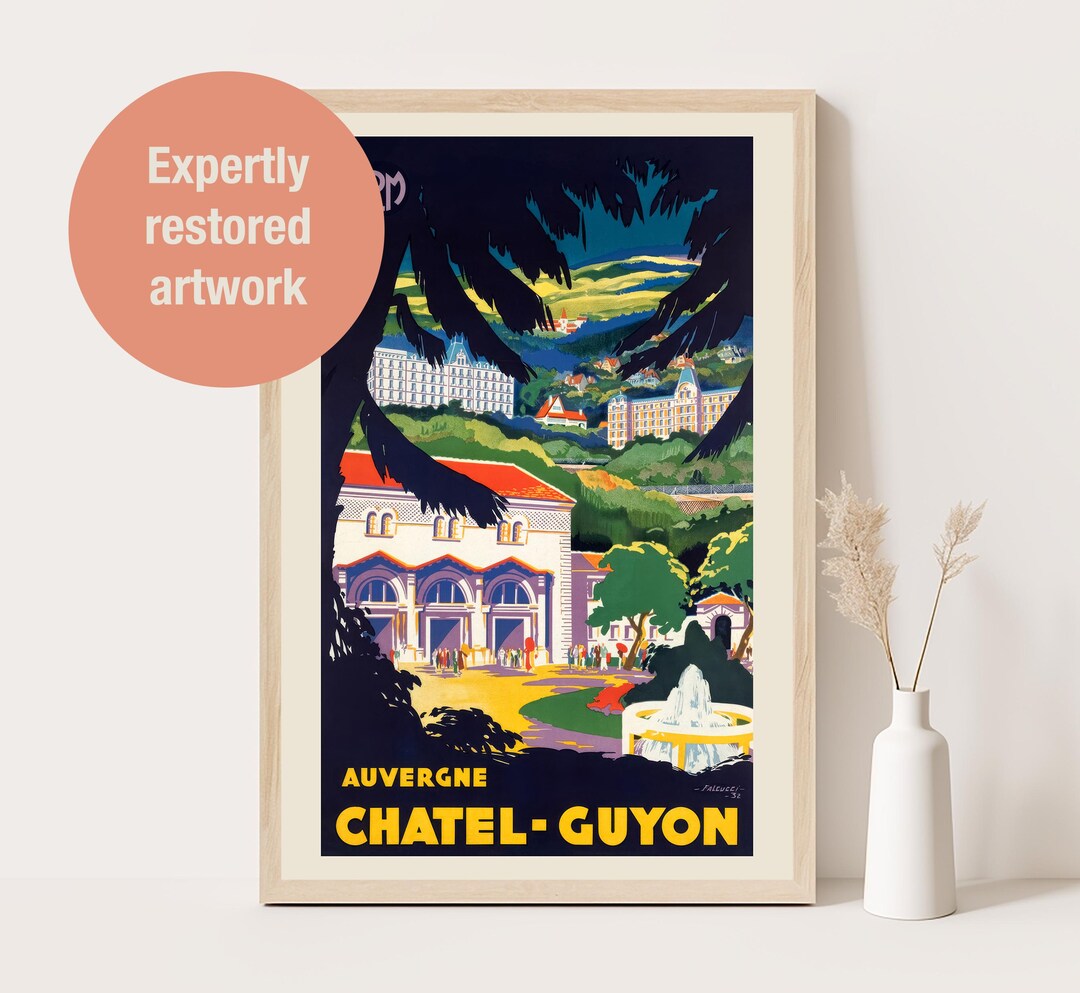 Auvergne Chatel-guyon Vintage French Travel Poster by Falcucci, 1932 - Etsy