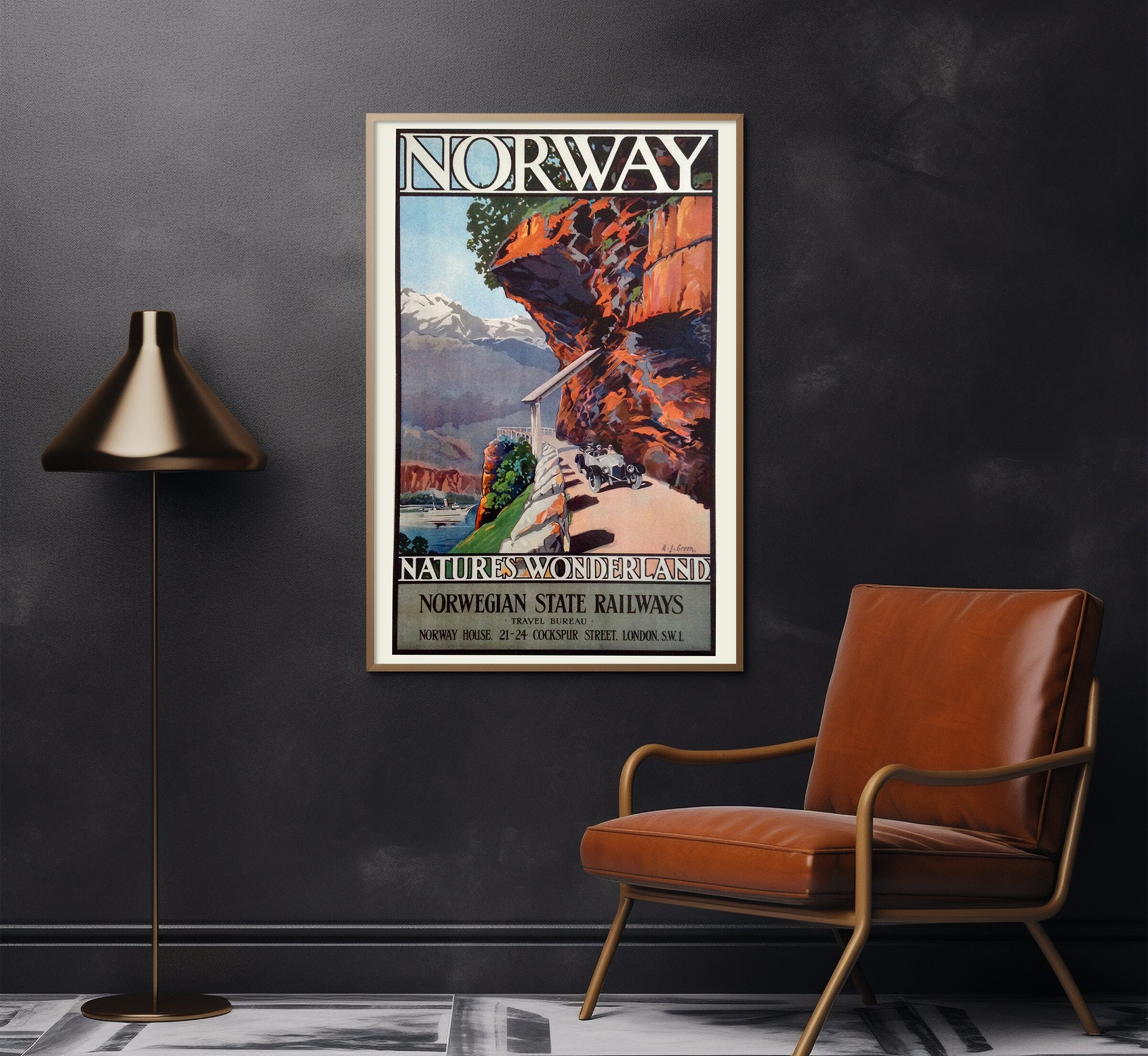 Natures Wonderland, Norway Vintage Travel Poster, Extra Large Wall Art ...