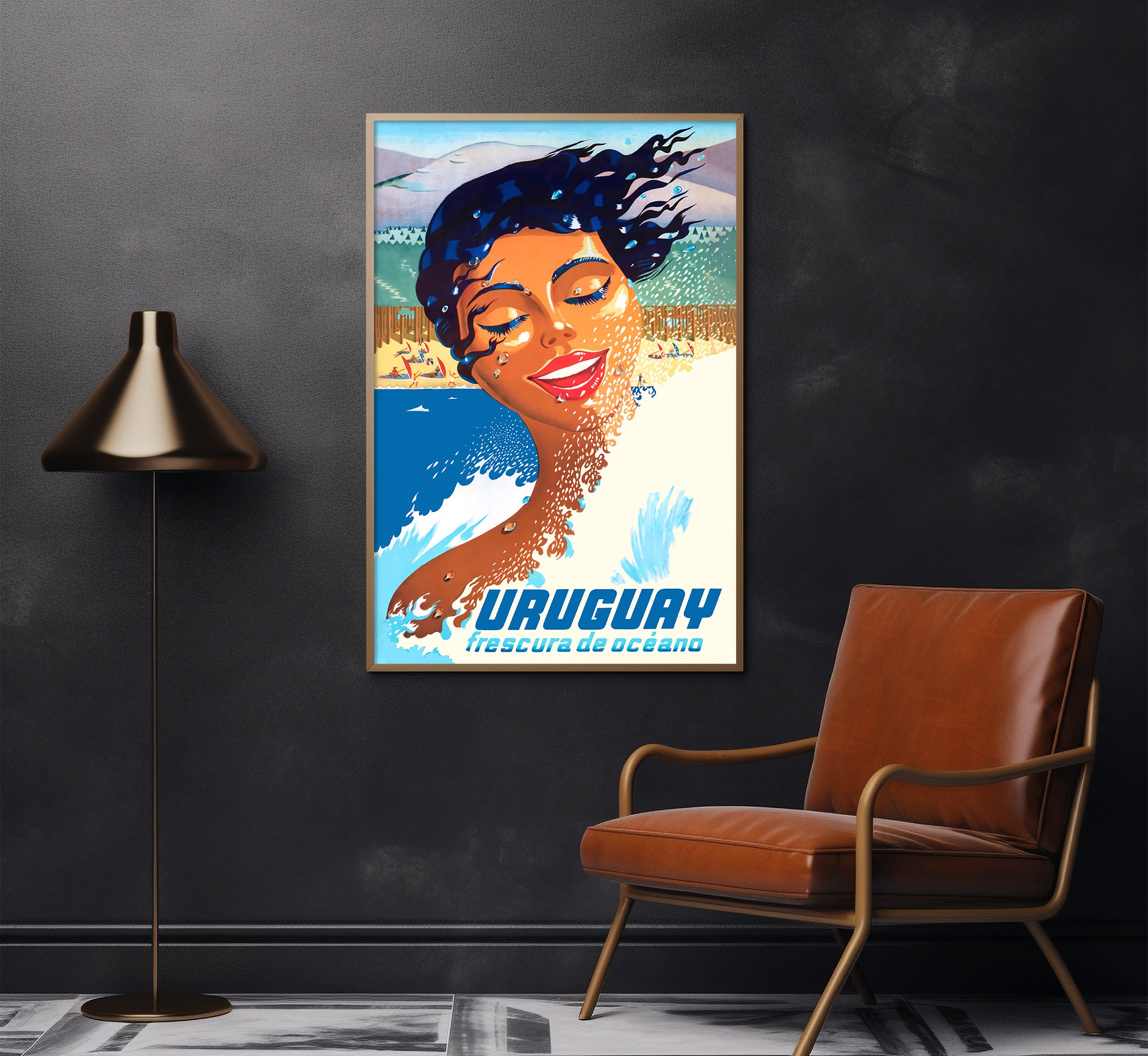 Frescura De Oceano Uruguay Vintage Travel Poster South America Travel ...