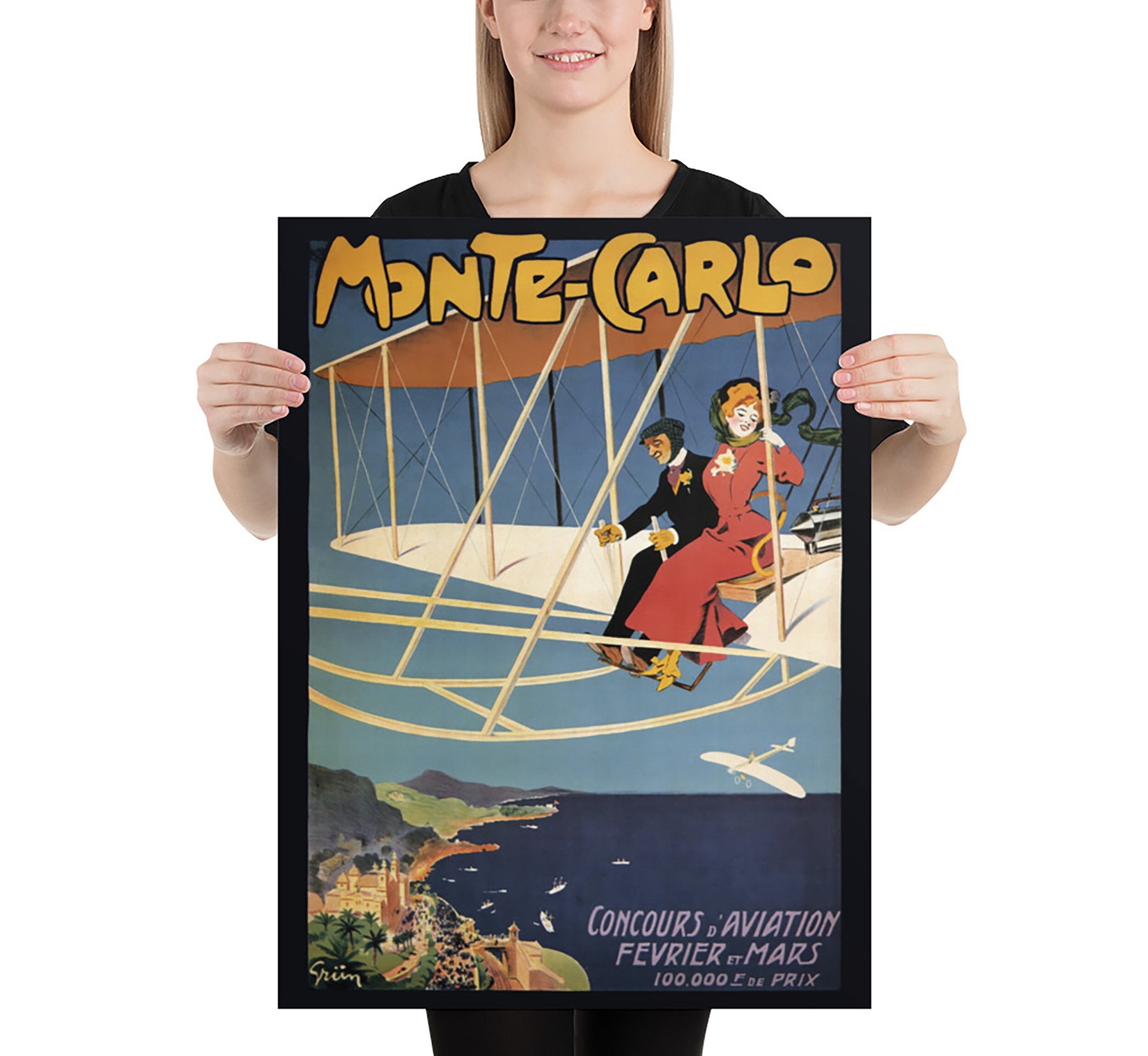 Monaco Monte Carlo Vintage Travel Poster Large Wall Art - Etsy Monaco Monte Carlo Vintage Travel Poster Large Wall Art - Etsy