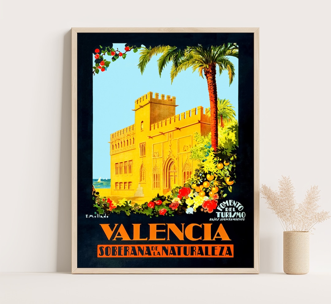 Valencia Spain Vintage Travel Poster: Retouched Giclée Print - Etsy